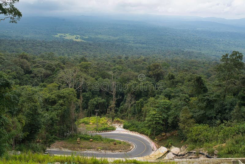 The Road Down from the Mountain into the Forest Stock Photo - Image of ...