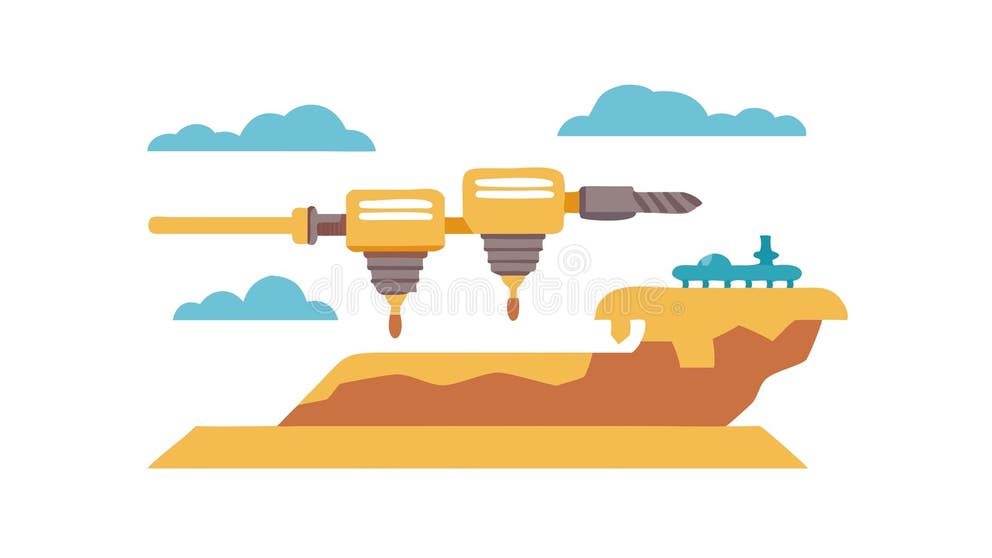 Road Drilling Machine, Symbolizing Construction and Groundwork, Vector ...