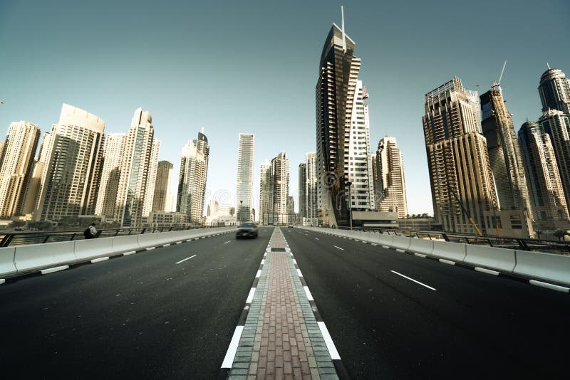 Road in Dubai stock photo. Image of downtown, arabian - 68435076