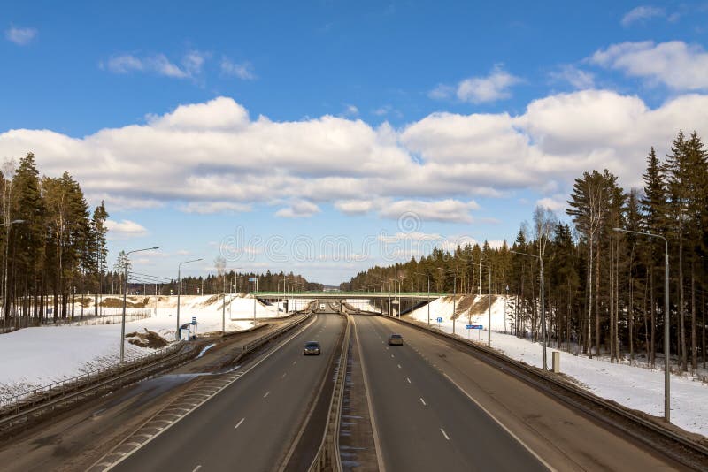 Road in Early Spring, the Snow Has Not Melted Stock Photo - Image of ...