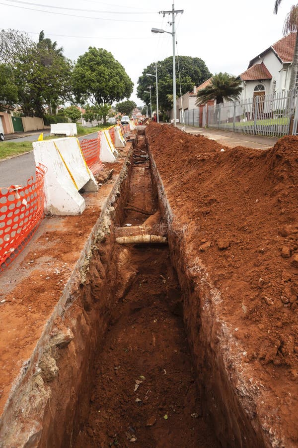 Road Earthworks Trench stock photo. Image of tape, civil - 27755512