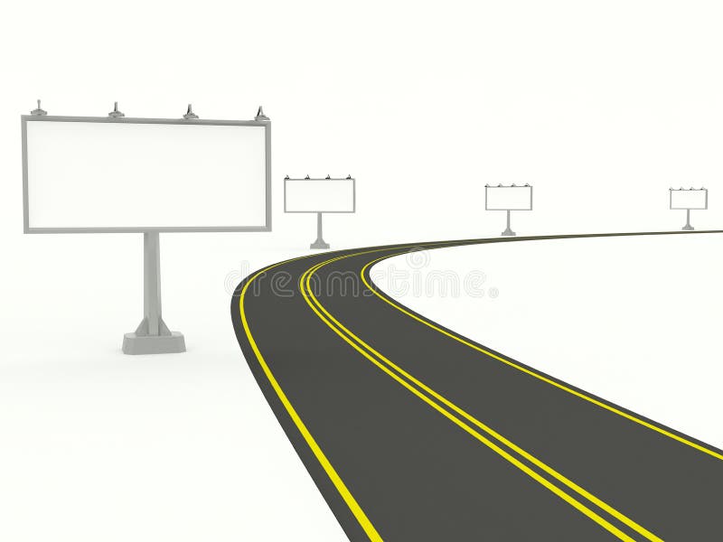 Road with empty billboards stock illustration. Illustration of ...