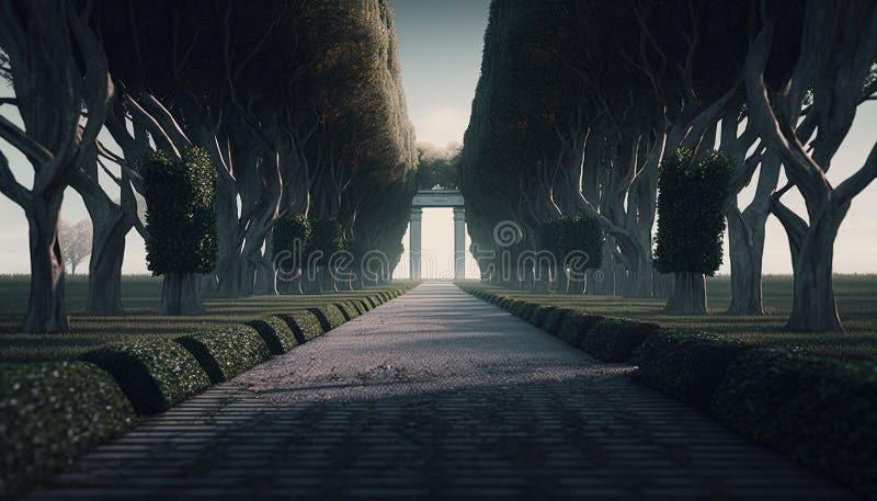 The Road between Endless Rows of Trees, Going To Infinity. Road To the ...