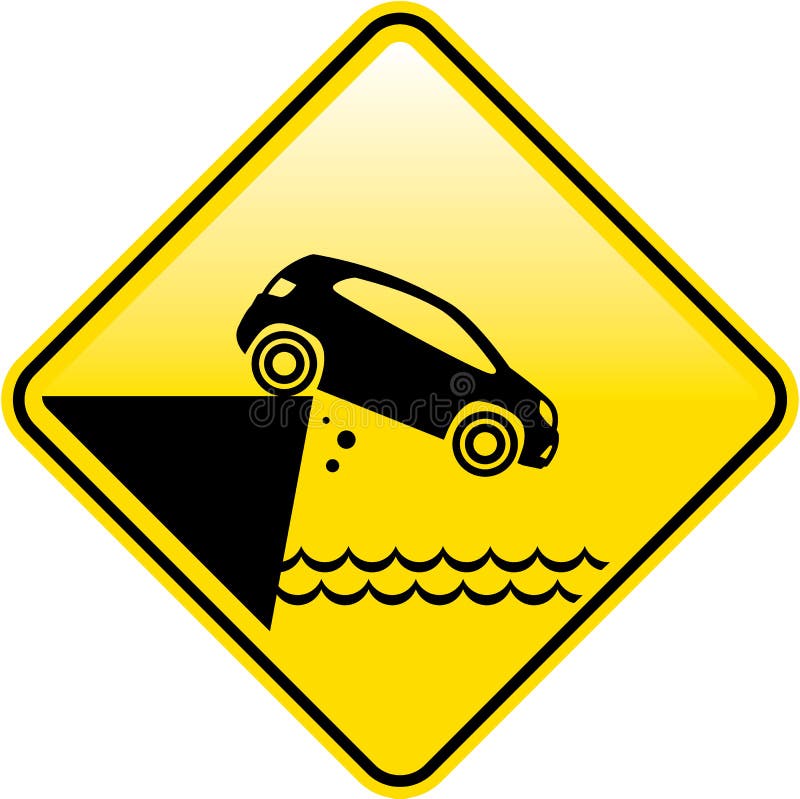 Road Ends Sign Cliff Fall in the Water Danger Road Sign Vector Stock ...