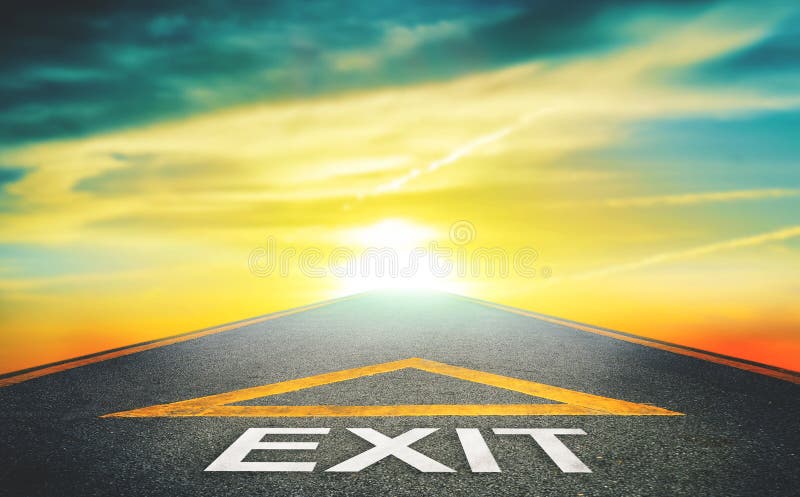 Road Exit Sign Leading To a Hope and Light To Nature Tropical Sky ...