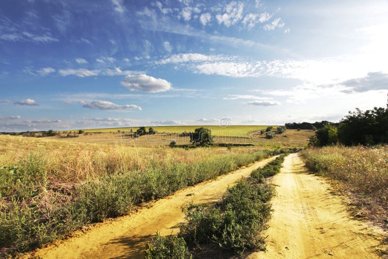 Road in field stock photo. Image of adventure, landscapes - 7892042