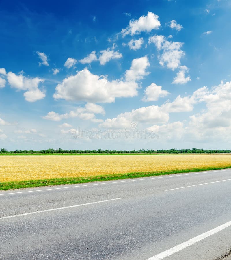 Road, Field and Sky with Clouds Stock Image - Image of speed, grass ...