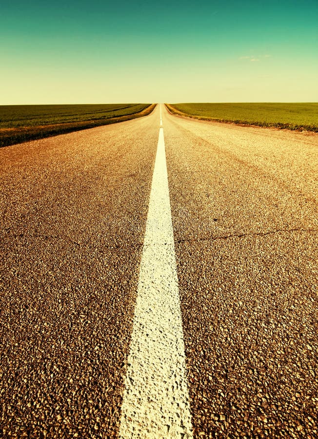Road through Field To Horizon Stock Image - Image of landscape, freedom ...