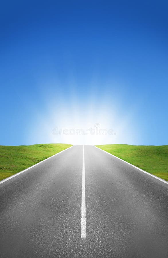 Road, fields and blue sky stock photo. Image of driving - 38950124