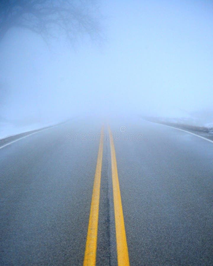 Road in fog stock image. Image of passing, tree, line - 4216005