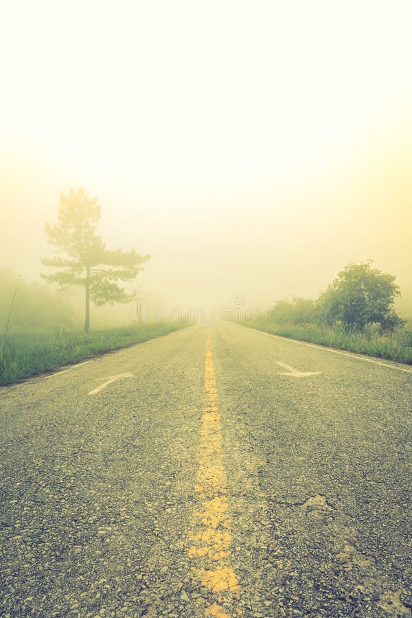 Road in Fog ( Filtered Image Processed Vintage Effect Stock Image ...