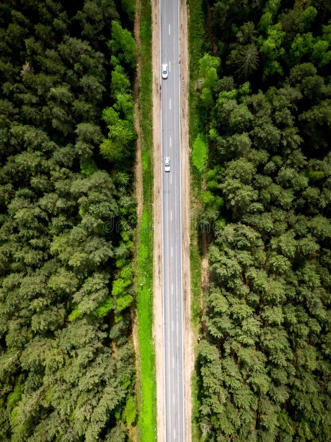 The Road through the Forest. Top View. Stock Photo - Image of belarus ...