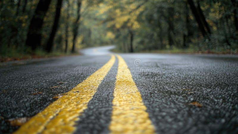 Road through Forest stock image. Image of journey, yellow - 381780373