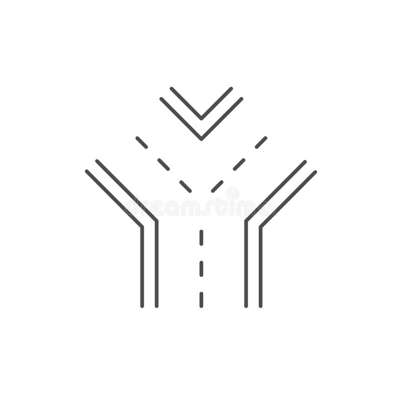 Road Fork Line Outline Icon Stock Vector - Illustration of trail ...