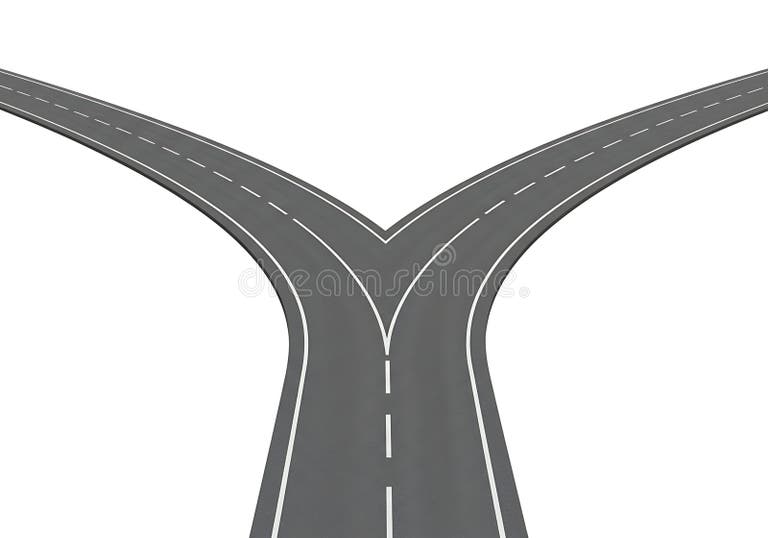 Road Forking into Two Separate Paths, Representing Decision Making Stock Image - Image of ...