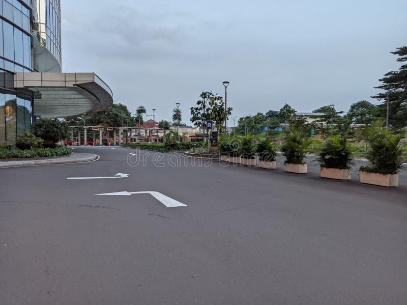 The Road in Front of the Building Where the Morning Air is Still Fresh ...
