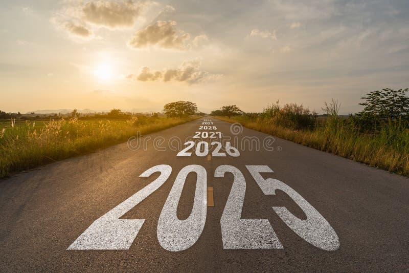 Road with Future Years Painted on Asphalt, Symbolizing Progress and ...