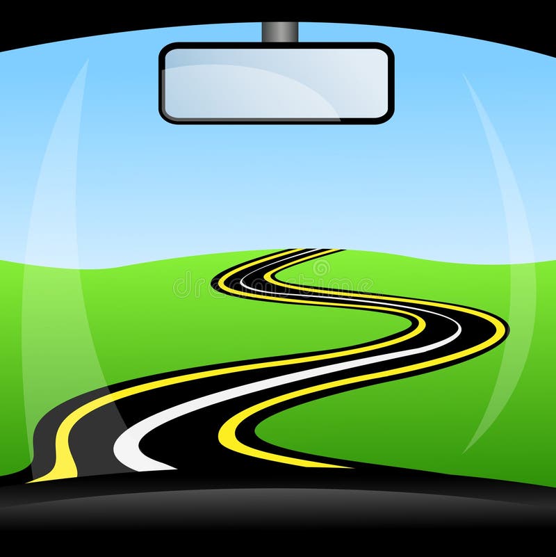 Road, Going Away To Distance through Glass Car Stock Vector ...