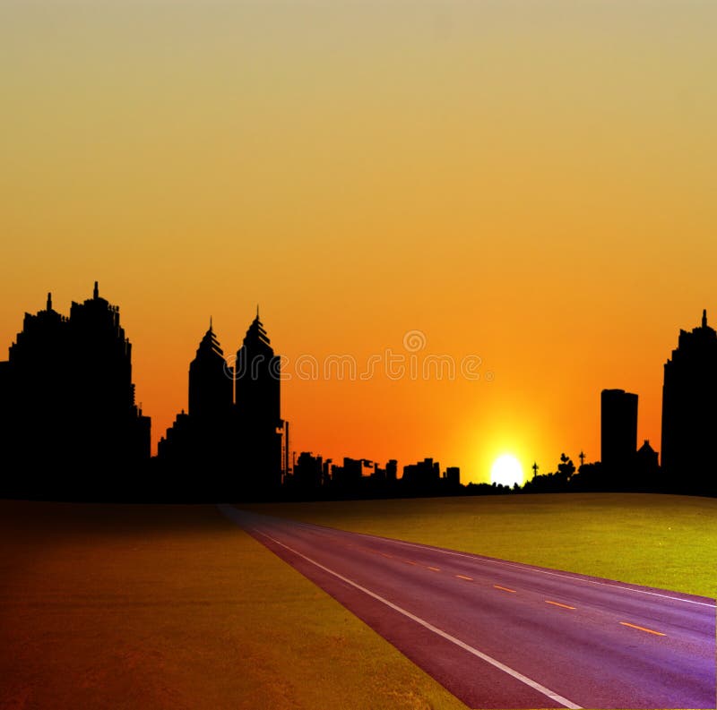 Road Going into the City stock photo. Image of city, road - 17818788