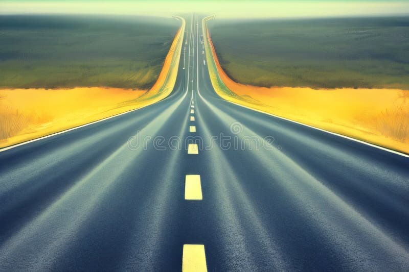 Road Going into the Distance, Perspective. Straight Empty Road through ...