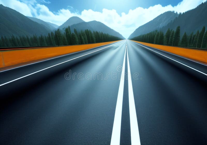 Road Going into the Distance, Perspective. Straight Empty Road through ...