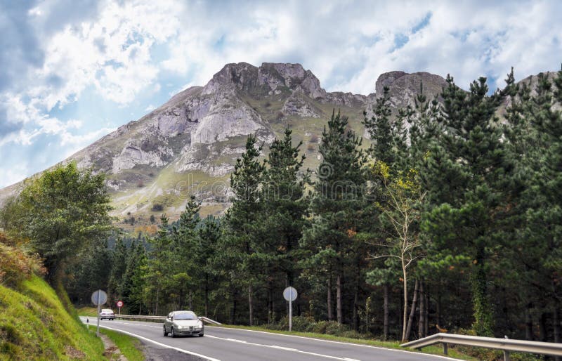 Road Going through the Pyrenees Mountain in Northern Spain Stock Image ...