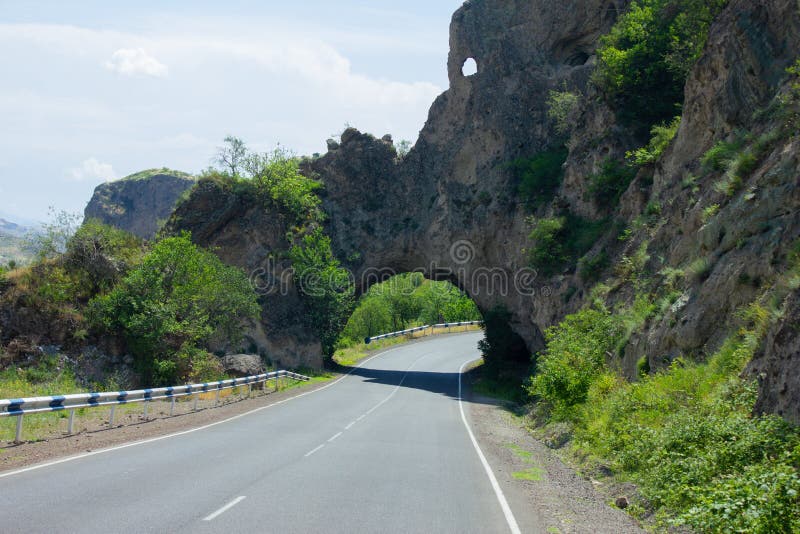 Road Going through the Rocks Stock Image - Image of view, trees: 239441255