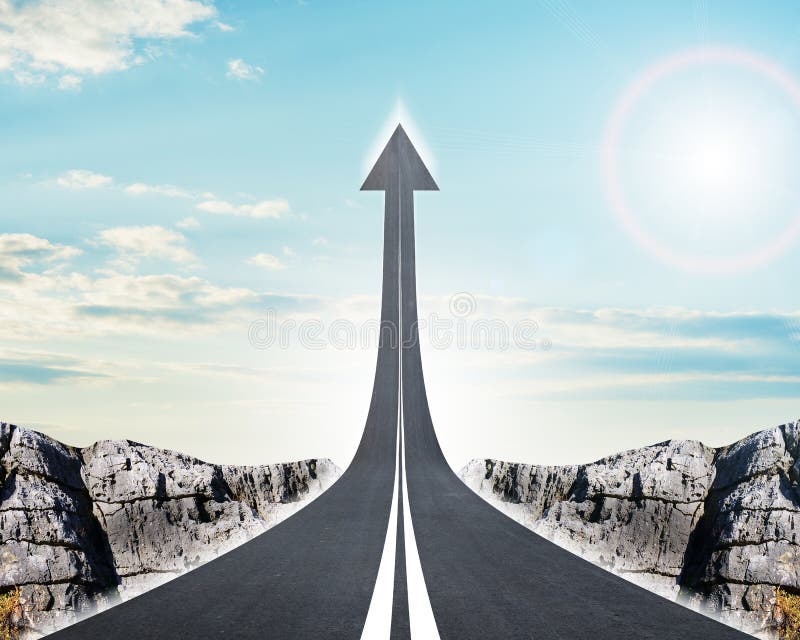 Road Going Up As an Arrow in Sky Stock Illustration - Illustration of ...
