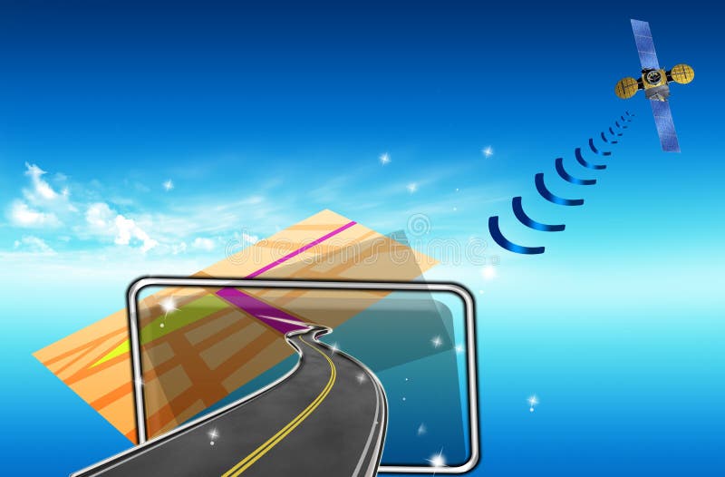 Road with Gps Navigation on City Map. Satellite Communication Stock ...