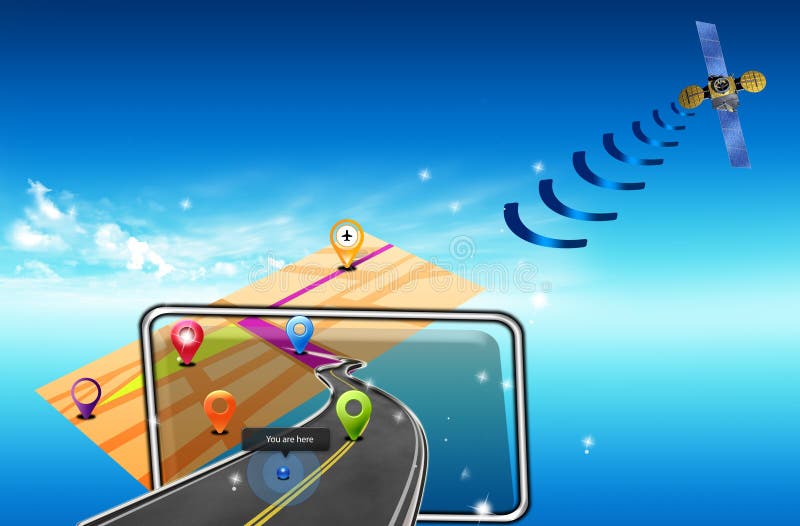 Road GPS Navigator stock illustration. Illustration of equipment - 94464954