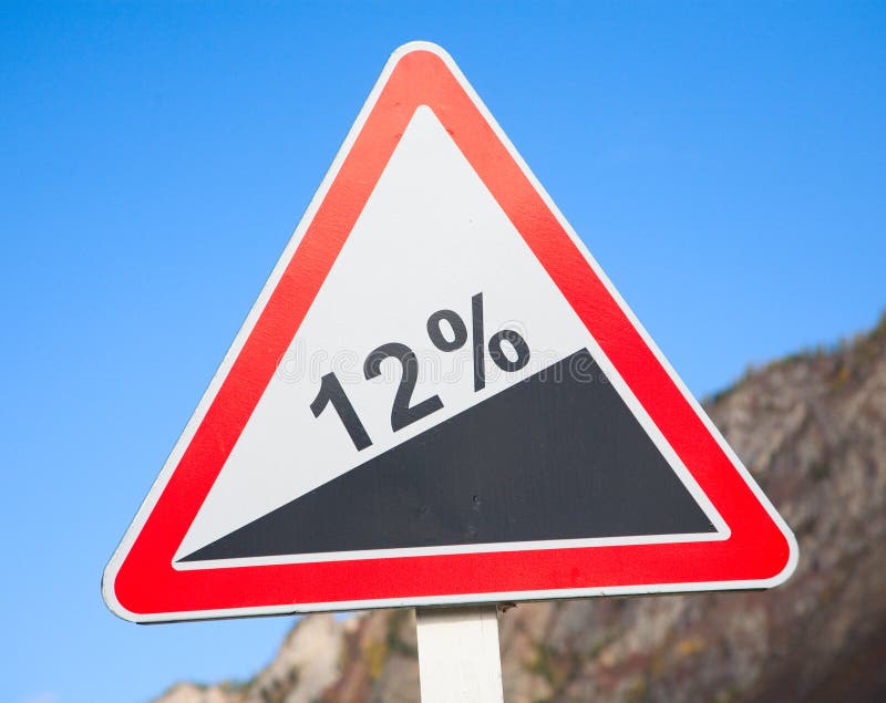 Road grade 12 per cent stock image. Image of danger, downhill - 16285127