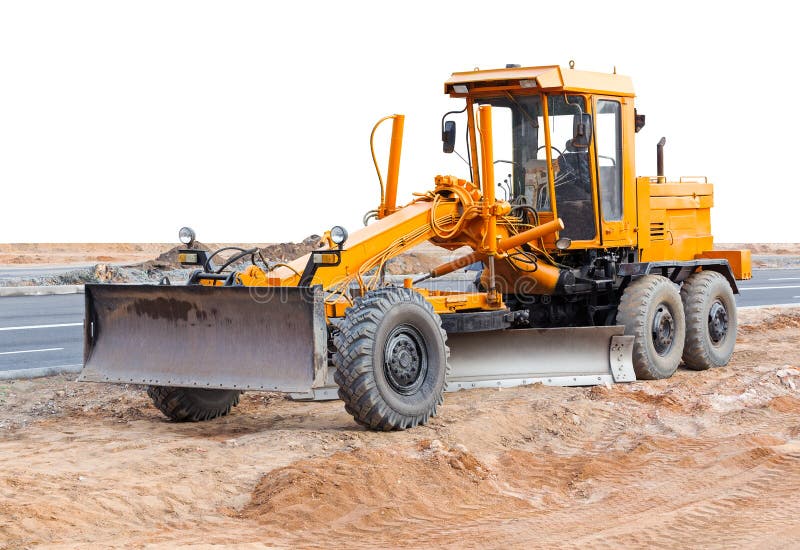 Grader and Excavator Construction Equipment Yard Stock Image - Image of ...