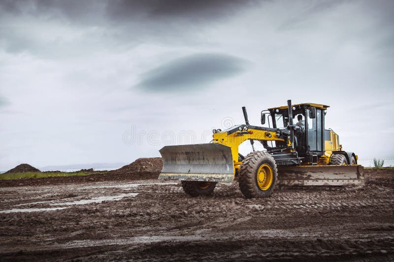 Grader Heavy equipment stock image. Image of construction - 195273