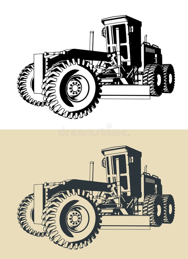Road grader illustrations stock vector. Illustration of sketch - 308989395