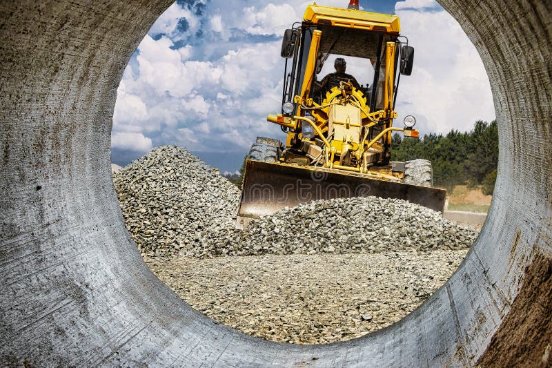 Road Grader for Land Leveling at a Construction Site. Powerful ...