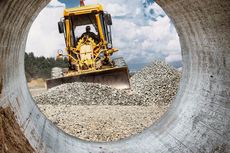 Road Grader for Land Leveling at a Construction Site. Powerful ...