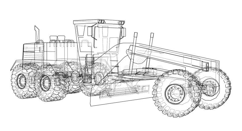 Road Grader. 3d Illustration Stock Illustration - Illustration of heavy ...