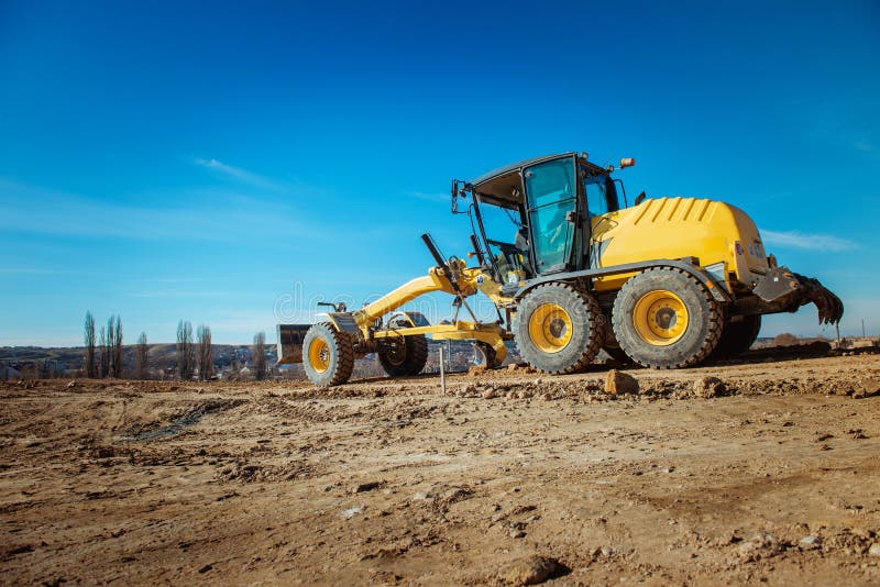Road Grader on the Sky Background. Stock Photo - Image of vehicle ...