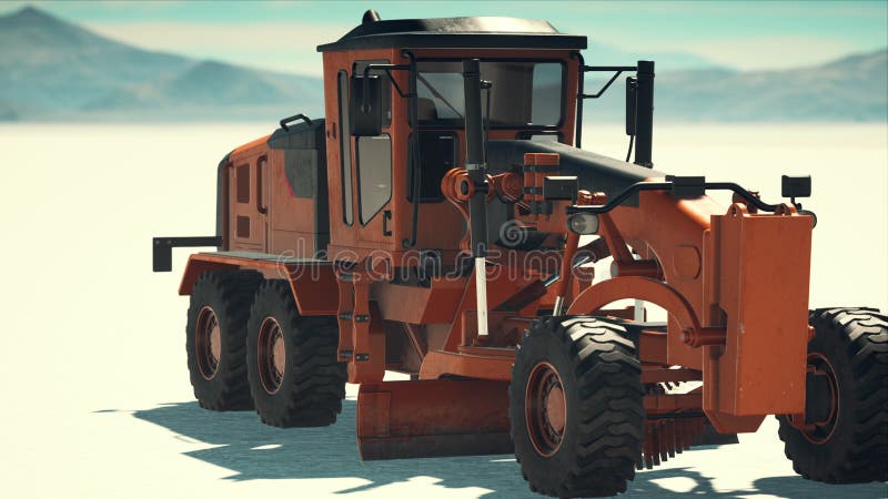 Road Grading Machine on the Salt Desert Road Stock Photo - Image of ...