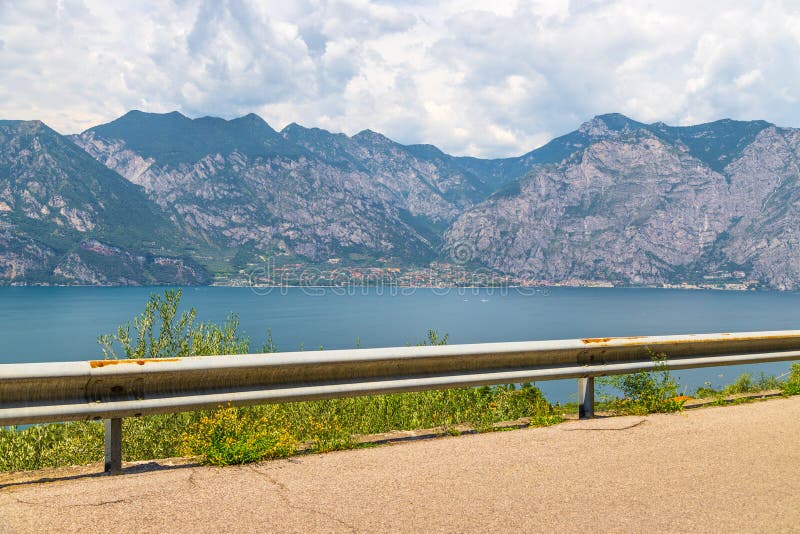 Road with Guard Railing, Beautiful View Over a Lake Stock Photo - Image ...