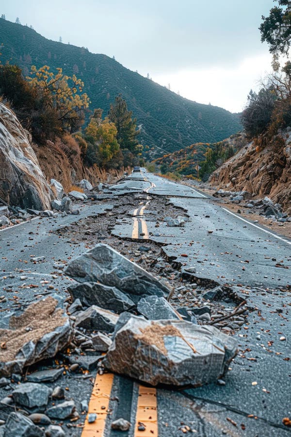 A Road that Has Been Destroyed by Rocks, Suitable for Illustrating ...