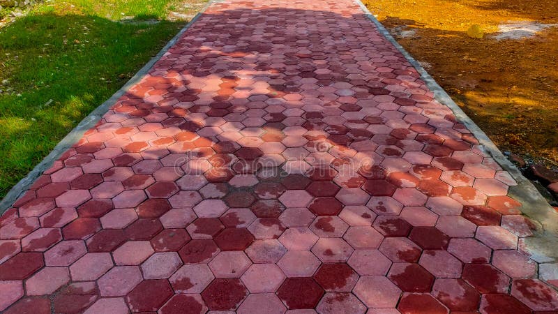 A Road that Has Been Installed with Paving Blocks Stock Photo - Image ...