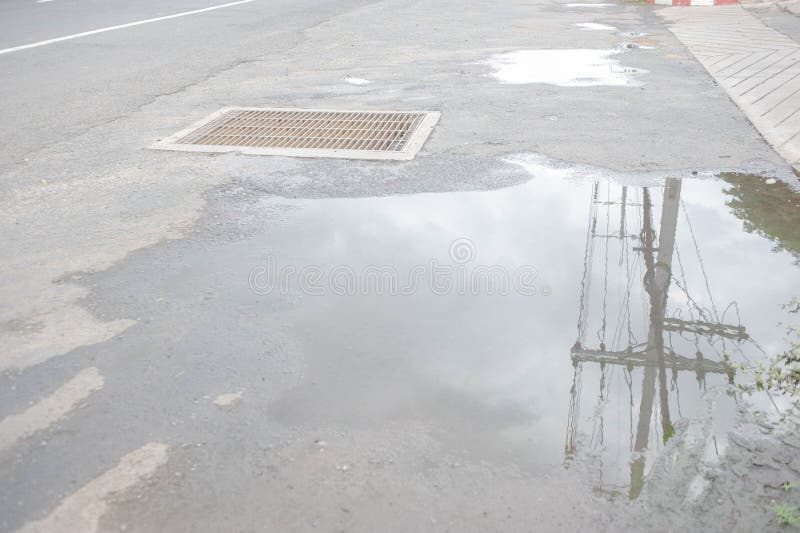 Beside the Road that Has Water Stock Image - Image of garage, climate ...