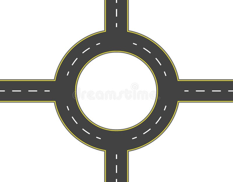 Road, Highway, Roundabout Top View. Two-lane Roads with the Same ...