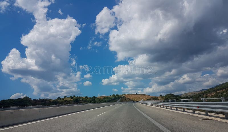 Road Highway Street Clouds Blue Sky Stock Image - Image of background ...