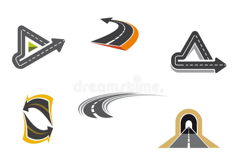 Road and highway symbols stock vector. Illustration of mascot - 26761647