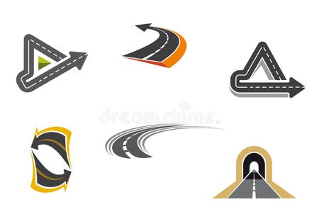 Road and highway symbols stock vector. Illustration of mascot - 26761647