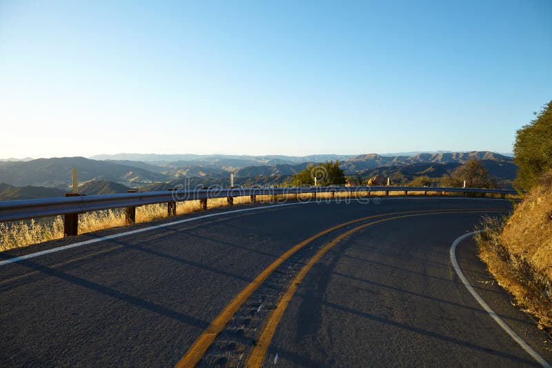 Road through the Hills in Malibu at Sunset Stock Image - Image of ...