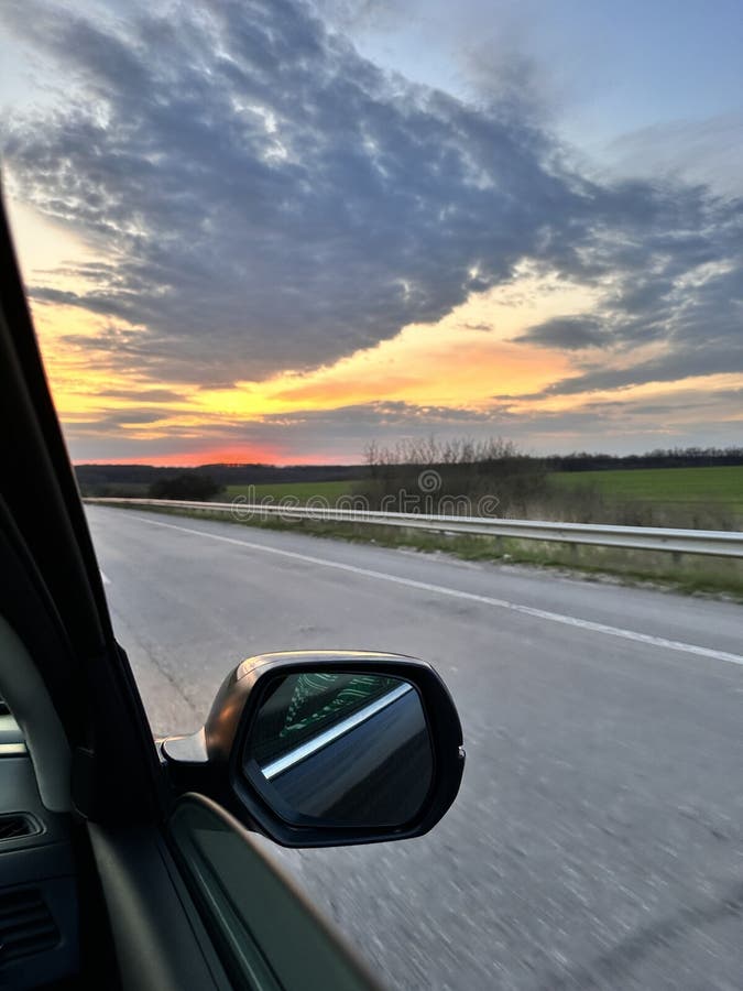 Road home at sunset stock image. Image of lane, vehicle - 278112043