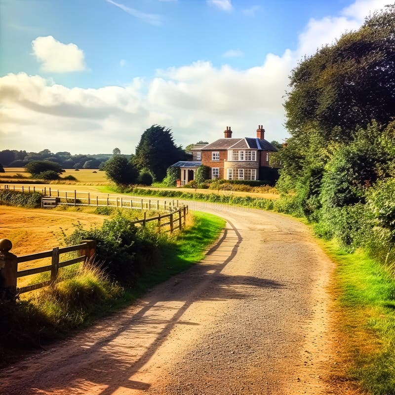 A Road with a House on the Side of it. Stock Image - Image of beautiful ...